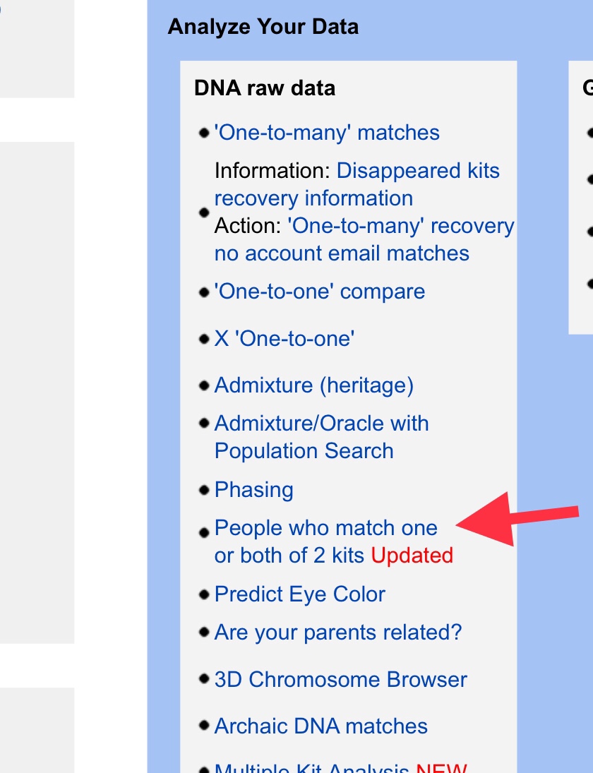 Gedmatch basics: people who match one of two kits – Jennealogie